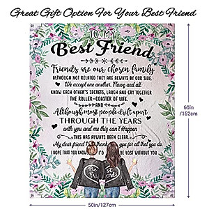 Hcoviv Blanket 50" X 60" - Best Friend Birthday Gifts for Women - Unique Friendship Gifts for Dear Friends, BFF, Besite, Thoughtful Besties Gift Ideas for Women Throw Blankets