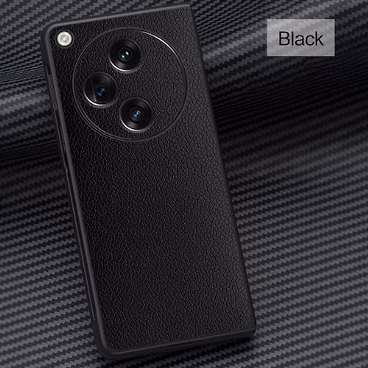 Designed for OnePlus Open Case with Screen Protectors [Hard PC Leather Slim Phone Case] [Shockproof Anti-Slip] Slim Case for OnePlus Open 2023 (Black Black)