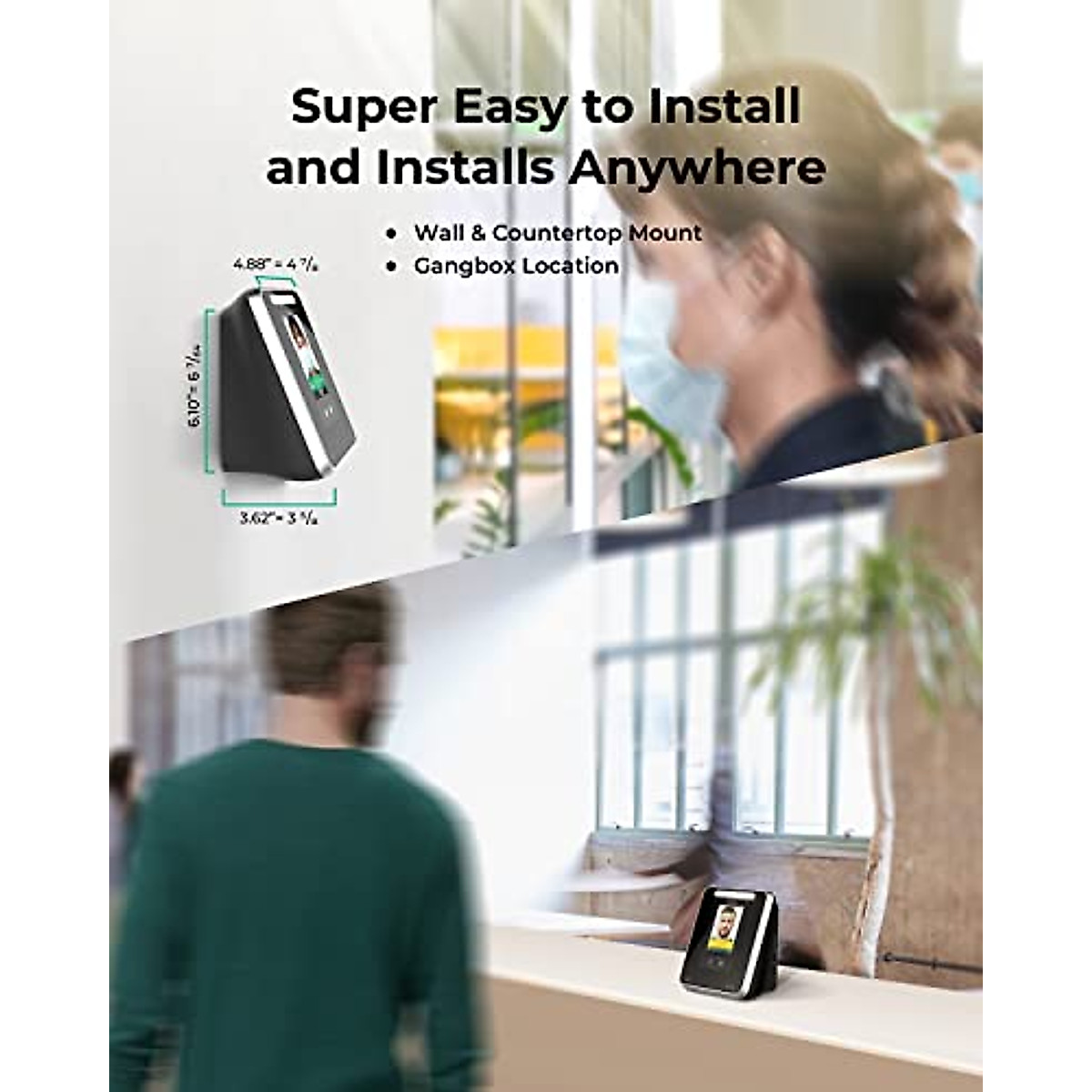 ANVIZ Time Clock - CX7 Face Biometric Time Attendance Machine for Employees Small Business - Face + RFID + Pin Punching in one, Support Door Access, Up to 1,500 Users with Professional Cloud Software