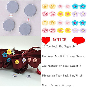 Spiritlele Flower Magnetic Earrings Set Clip on Non Piercing Fake Stud Earrings Pack for Women
