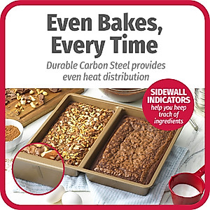 GoodCook 11” x 14” Nonstick Divided Oblong Pan – 2-in-1 Textured Cooking Pan, Baking Dish, Scratch-Resistant Carbon Steel Oven Pan for Meal Prepping & Sheet Pan Dinners