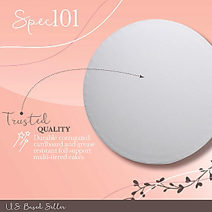 Spec101 Round Cake Drums, 10 Inch - 12pk White Cake Drum Boards with 1/2-Inch Thick Wrapped-Edges