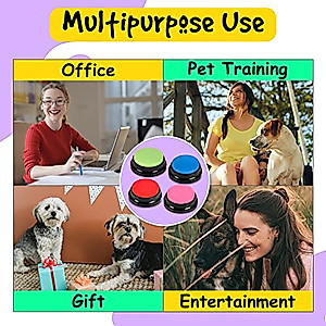 SUHSAI Dog Buttons for Communication, Pet Training Buzzer 30 Second Records & Playback, Voice Recorder and Speaking Button, Dog Talking Button for Pet, Cat, Dog (Pack of 4)