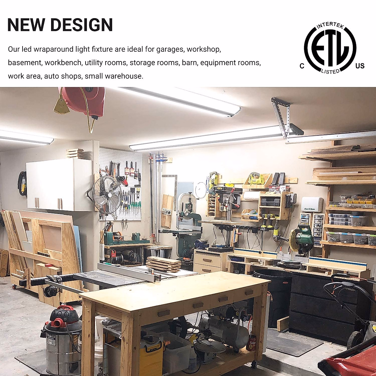 TychoLite 110W 8FT LED Wraparound Light Fixture Ultra Slim LED Shop Lights for Garage, No Glare, 12600 Lumens, 5000K Daylight, 8 Foot Flush Mount Office Ceiling Wrap Light for Workshop, 4 Pack