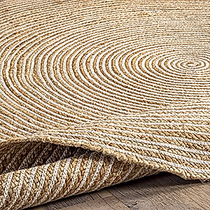 nuLOOM Alanis Handmade Farmhouse Jute Area Rug, 5' x 8' Oval, Natural
