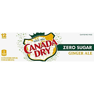 Canada Dry Zero Sugar Ginger Ale Soda, 12 fl oz cans (Pack of 12)