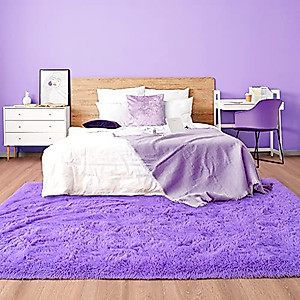 Noahas Fluffy Purple Rug for Living Room 8x10 Area Rugs,Thick Plush Shag Rug,Large Living Room Rugs,Big Fuzzy Carpet,Shaggy Rugs for Bedroom,Soft Comfy Kids Rugs Nursery Rug Living Room Decor