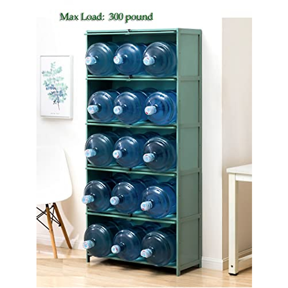 CARVPUMS Kitchen Cabinet Storage Pantry Cabinet Garage Shelf Closet Locker Organizer 5-Tier with Door Bamboo 68'' Bookcase Large Space Hutch