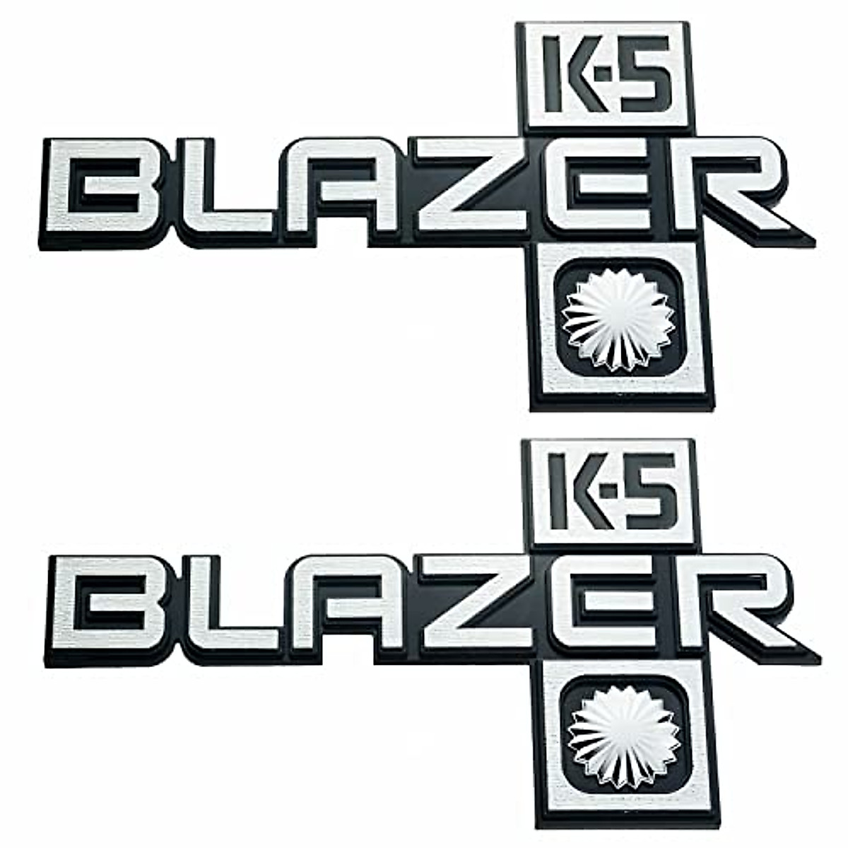 Set of 2 K5 Blazer Front Fender Emblem 3D Logo Badge Replacement for 1981-1987 Blazer Truck Models 14051844 (Silver Black)