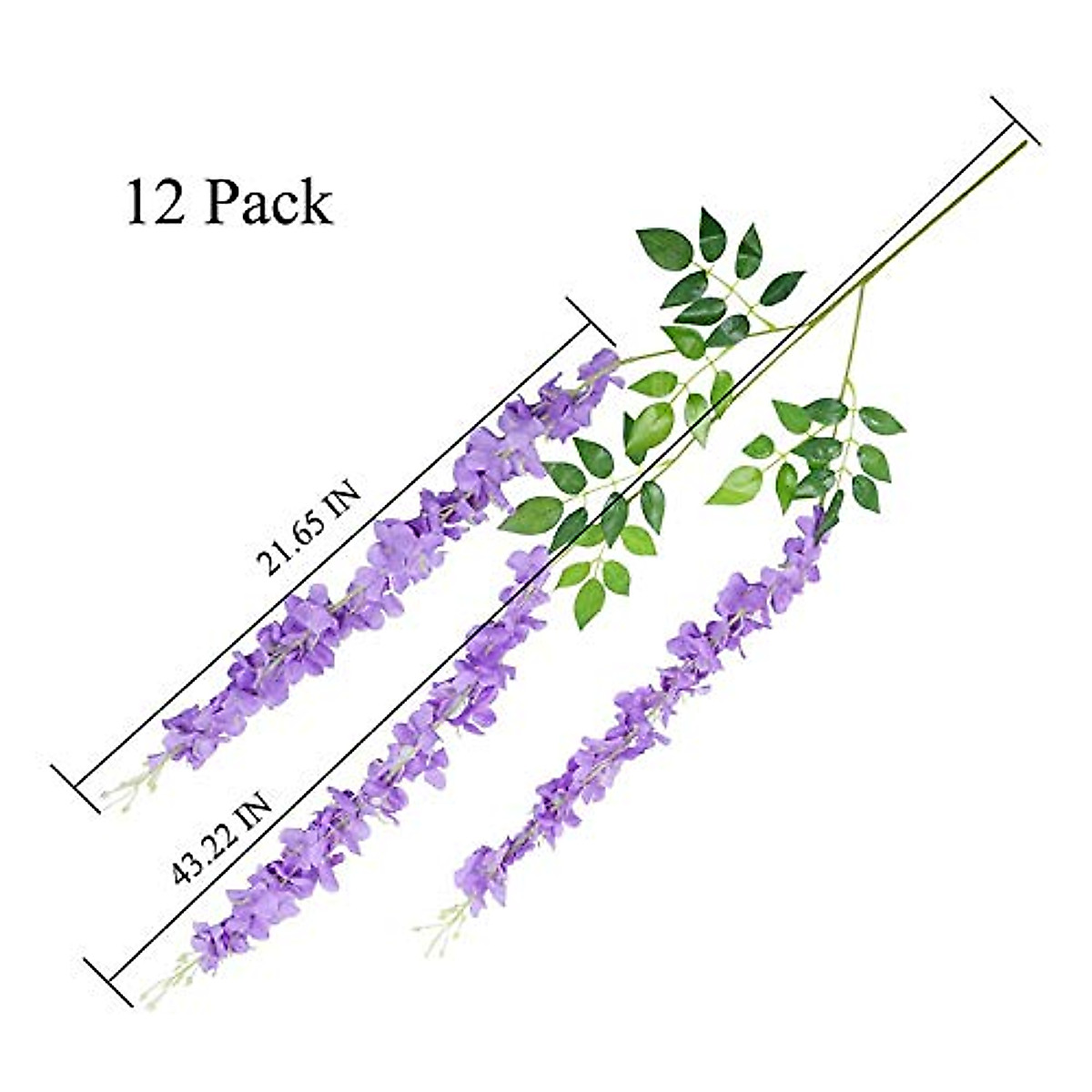 24 Pack Wisteria Flower Vines Garland, 3.75 Feet Artificial Flower Strings, Fake Hanging Flowers, Silk Wisteria Garland Flowers, Wisteria Vine for Wedding, Garden, Wall Decoration (Purple Blue)