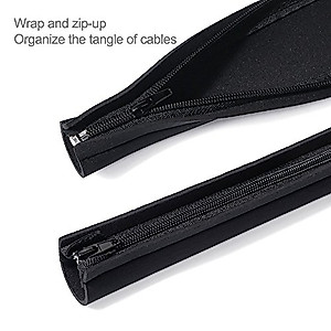 [4 Pack] JOTO Cable Management Sleeve, 19-20 Inch Cord Organizer System with Zipper for TV Computer Office Home Entertainment, Flexible Cable Sleeve Wrap Cover Wire Hider System -Black