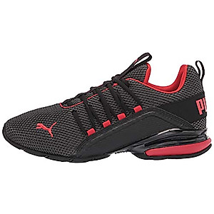 PUMA mens Axelion Running Shoe, Black/High Risk Red, 10.5 US