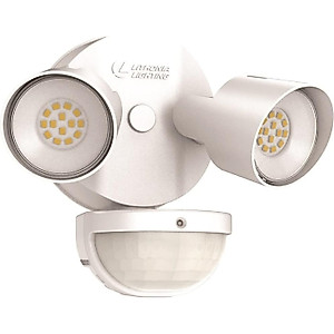 Lithonia Lighting HGX LED 2RH 40K 120 MO WH M2 HomeGuard Security Flood Lights, 4000 Lumens, 2-Light, Photocell Sensor and Motion Detection, White