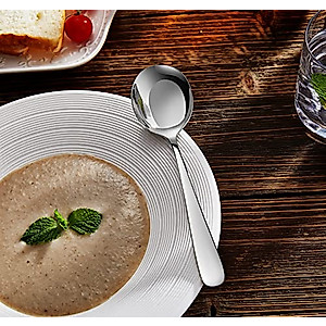 KEAWELL Premium 4-Piece 7" Louise Soup Spoons, 18/10 Stainless Steel, Dishwasher Safe