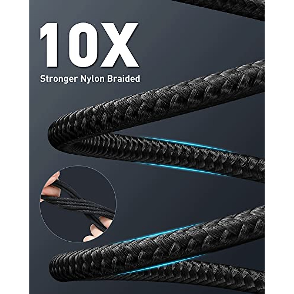 Baseus USB C Cable, [2-Pack 6.6ft+6.6ft] 100W PD 5A QC 4.0 Fast Charging USB C to USB C Cable, Nylon Braided Type C Cable for Samsung S21 S20 Note 20 iPad Pro MacBook Pro Google Pixel etc(Black)