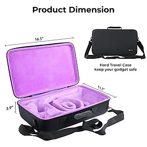 Movic® SimpleTravel™ Carrying Travel Hard Case for Oculus Quest 2 Replacement Virtual Reality VR Gaming Headset & Controller Accessories w Strap | Water Proof Cover Shell (Black+Velvet Purple)