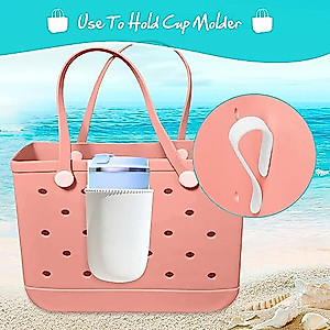 Palksky 6Pcs Inserts Hooks Accessories for Bogg Bag - Insert Charm, Cup Holder Connector, Key Holder, Sturdy and Durable Compatible with Simply Southern Rubber Beach Totes Bags