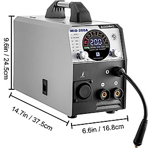 VEVOR MIG TIG MMA Welder 200A Welding Machine 6 in 1 Combo Aluminum Welding Machine 110/220V Portable Flux Core Welder Automatic Wire Feeding Wire Dia. 0.68-1.0 MM w/1 KG Welding Wire Stick Welder
