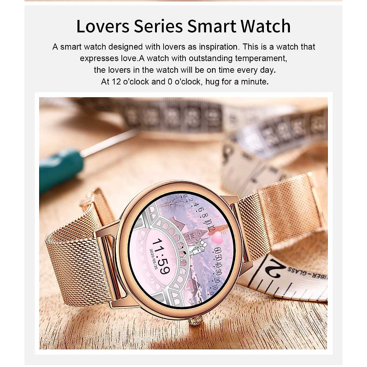 Smart Watch for Women, Fitness Activity Tracker Watch with Heart Rate, Sleep Monitor, Blood Pressure Monitor, Menstrual Period, Full Touch Screen Women Thin Stainless Steel Mesh Bracelet Strap