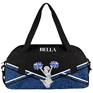 RIRIX Personalized Kids Gym Bag, Custom Sport Duffel Blue Glitter Cheer