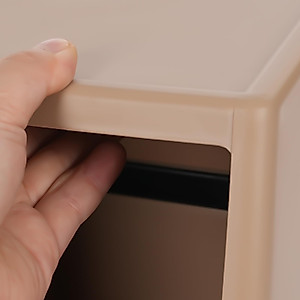 Xuthusman 30L Household Trash Can w/Hinged Flap Cover, Living Room Trash Can, Kitchen Kitchen Waste Bin, Bathroom Cleaning Storage Bin, Tall & Narrow Office Paper Basket (Light Coffee)