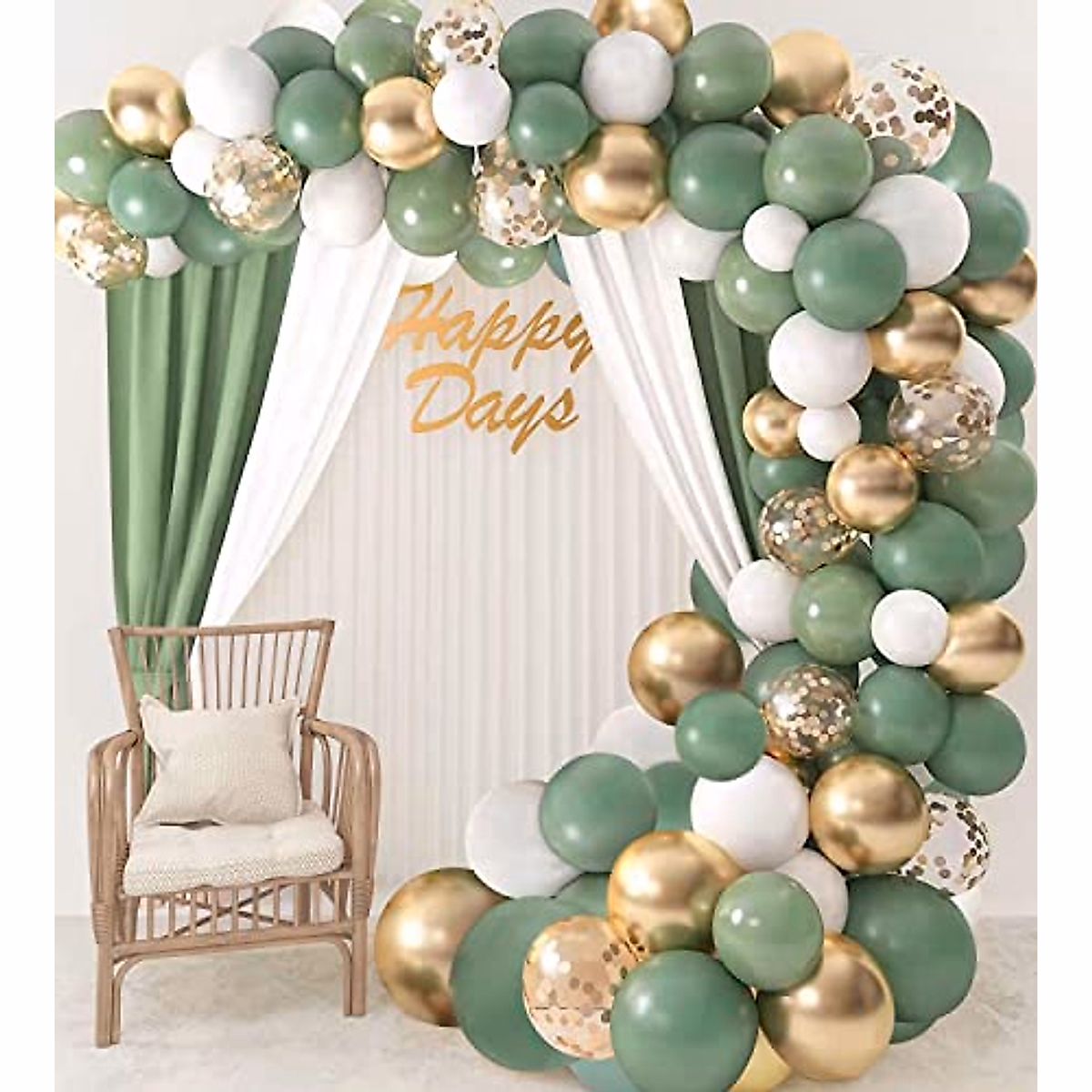 132PCS Sage Olive Green Gold White Safari Jungle Wild One Boho Balloons Balloon Garland Arch Kit Baby Shower Birthday We Can Bearly Wait Party Decorations Supplies for Boy