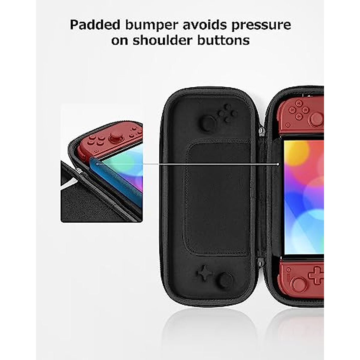 tomtoc Carrying Case for Hori Nintendo Switch Split Pad Compact, Hard Shell Protective Travel Bag with 10 Game Cartridges, Split Pad Fit Controllers case, Shockproof, Lightweight, Portable, Black