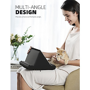 Lamicall Tablet Pillow Holder Stand - Tablet Pillow Soft Pad Dock for Lap, Bed and Desk with Pocket & 4 Viewing Angles, for 2022 iPad Pro 11, 12.9, Air, Mini, Kindle, 4-13" Phone and Tablet, Black
