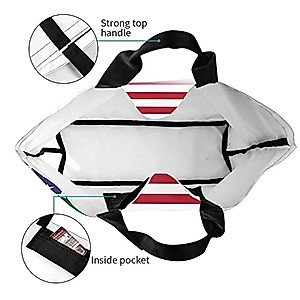 American Flag And Italian Flag Tote Storage Bag Women'S Big Capacity Shopping Shoulder Bag With Inner Pocket