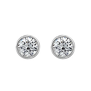 Amazon Essentials Platinum Plated Sterling Silver Bezel Stud Earrings set with Infinite Elements Cubic Zirconia (2 cttw) (previously Amazon Collection)