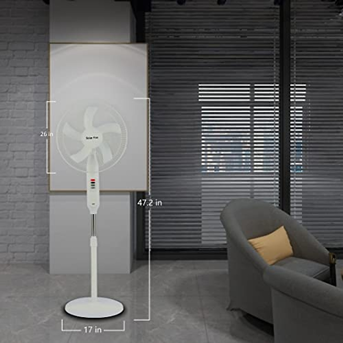 Rechargeable Fan 16” Solar, USB, Lamp, 18000 mAH Battery, Operated Stand Fan.