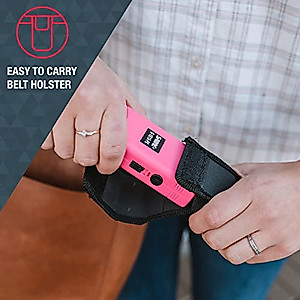 SABRE Pepper Spray And 2-in-1 Stun Gun and Flashlight, 25 Bursts of Max Strength OC Spray, Intuitive Finger Grip, 0.54 fl oz, Painful 1.160 µC Charge, 120 Lumens, Rechargeable, Safety Switch, Holster