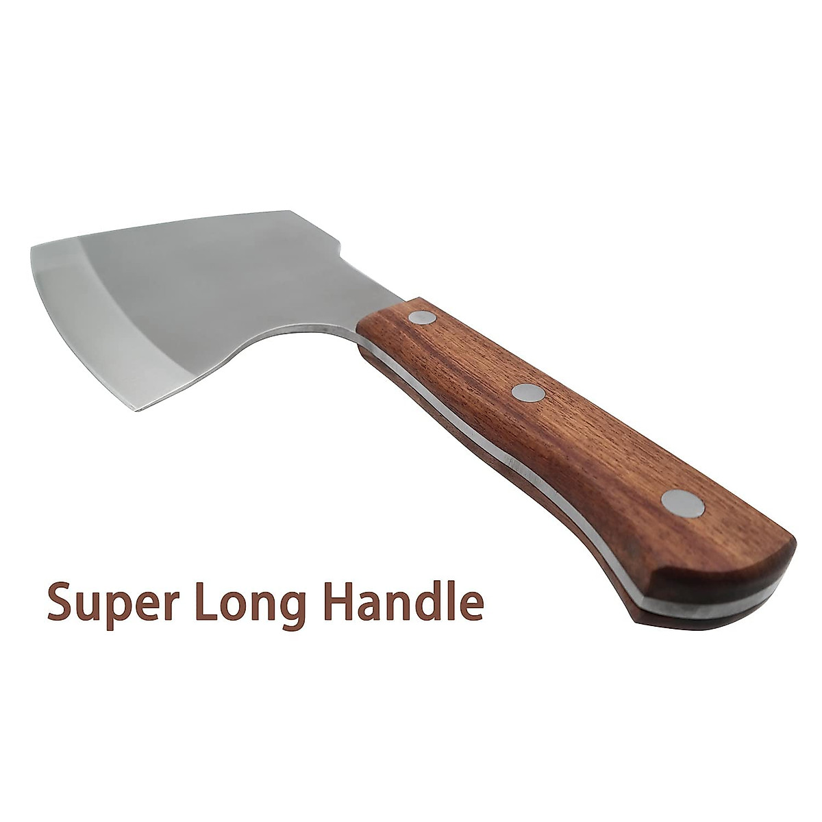 Carimee Meat Cleaver Butcher Axe Bone Knife Chopper Heavy Duty - 6.3'' Bone Cutting Knife Bone Breaker, Stainless Steel Thicken Blade & Pear Wood Handle, for Kitchen/Slaughterhouse