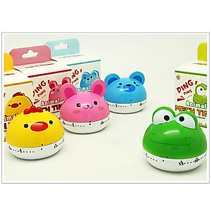 Golandstar Cute Cartoon Animal Timers Mini 55 Minutes Mechanical Kitchen Cooking Timer Clock Loud Alarm Counters (Green Frog)