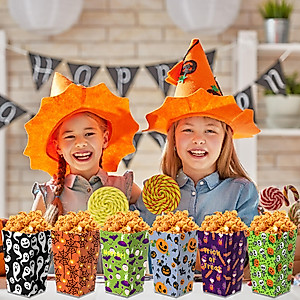 Roshtia 24 Pcs Halloween Theme Party Popcorn Favor Boxes in 6 Designs Trick or Treating Snack Treat Box Candy Cookie Container Event Party Favor Supplies, Halloween Snacks (Figure)