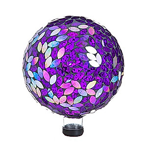 Evergreen Garden Gazing Ball in Purple Iridescent Design Everyday Decor for Homes Gardens and Yards