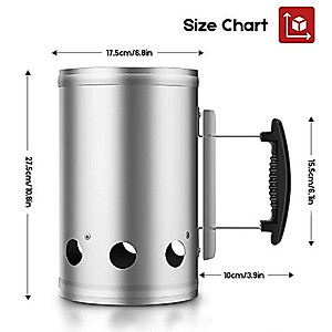 18 Inch Charcoal Grill Bundle Charcoal Chimney Starter for Outdoor Camping Cooking Grill Kit