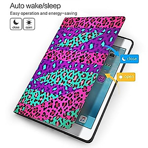 Colorful Leopard Print Case Fit for IPad Air 3 Pro 10.5 Inch Case with Auto Sleep/Wake Ultra Slim Lightweight Stand Leather Cases