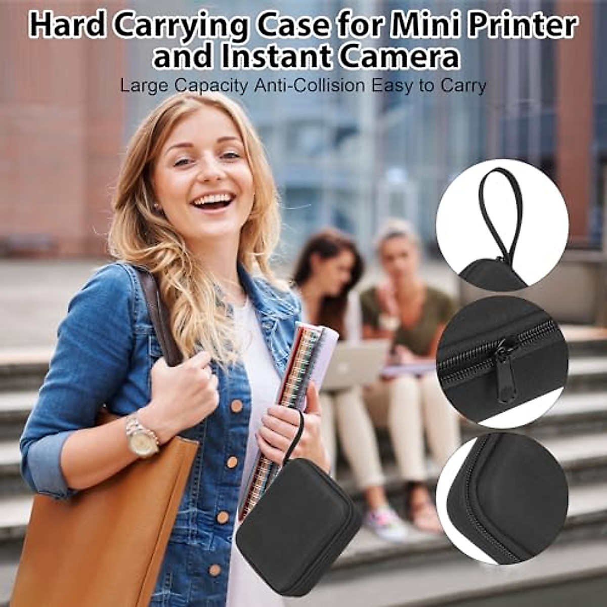 HUIJUTCHEN Mini Thermal Portable Printer for iOS&Android with Hard Protection Storage Case,Bluetooth Inkless Pocket Printer with 11 Rolls of Thermal Paper＆Sticker to Print Photo Receipt DIY