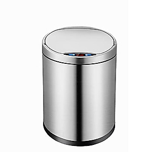 n/a Intelligent Trash Bin Home Living Room Bedroom Kitchen Bathroom Automatic Induction Trash Can Stainless Steel Trash Can (Color : Black, Size : 9L)