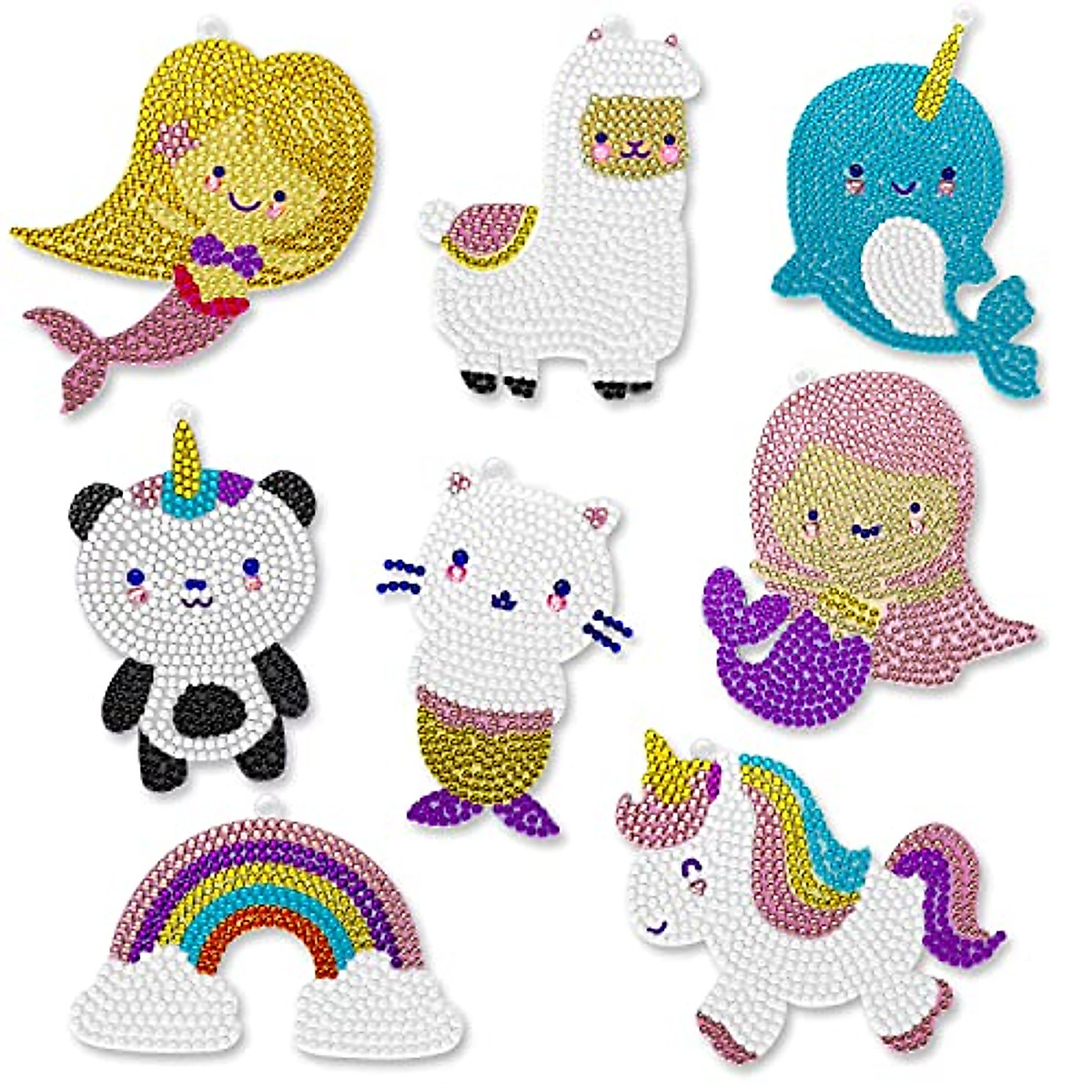 8 Diamond Painting Keychains Kit for Girls Crafts - Gem Art Kits for Kids Gem Painting Kit - Kawaii Diamond Art Keychains Kits for Crafts - Diamond Art for Kids Gem Stickers for Crafts (8 Pack, Girls)