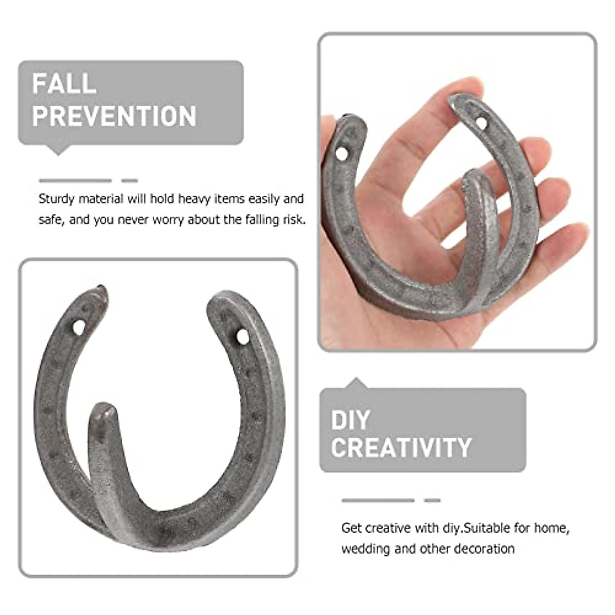 Happyyami Coat Hooks 4pcs Vintage Wall Hanger Cast Iron Horseshoe Hooks Heavy Duty Clothes Hanger for Hanging Coat Hat Key Towel