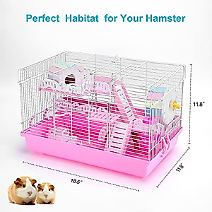 Large Hamster Cage and Habitat, Small Animals Cage with Various Accessories for Syrian Hamster, Dwarf Hamster, Gerbil