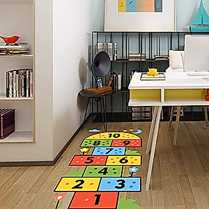 HUANLE Kids DIY Lattice Floor Sticker Hopscotch Footprint Room Decor Number Brain Games Sticker Digital Pathway Art Floor Tile Decals Puzzle Games Party Social Decor for Baby Room Classroom Nursery (Hopscotch H)
