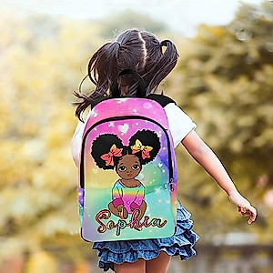 M YESCUSTOM Custom Girls Backpack with Name Personalized Elementary High School Bookbag Girl, Shoulder Bag for Girls Kids Teen Multi Color Travel Backpack Casual Daypack Bag for School College Camping