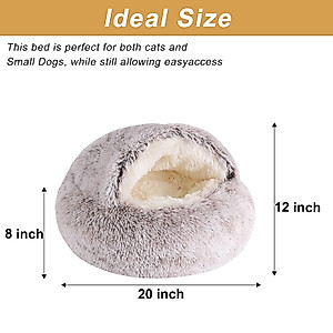 Dog Beds for Small Dogs, Cat Bed Cave, Washable Cute Cat Bed, Cozy Nook Pet Bed for Dogs or Cats, Anti-Slip Puppy Bed Fits up to 12 lbs Pets(Coffee, 20" x 20")