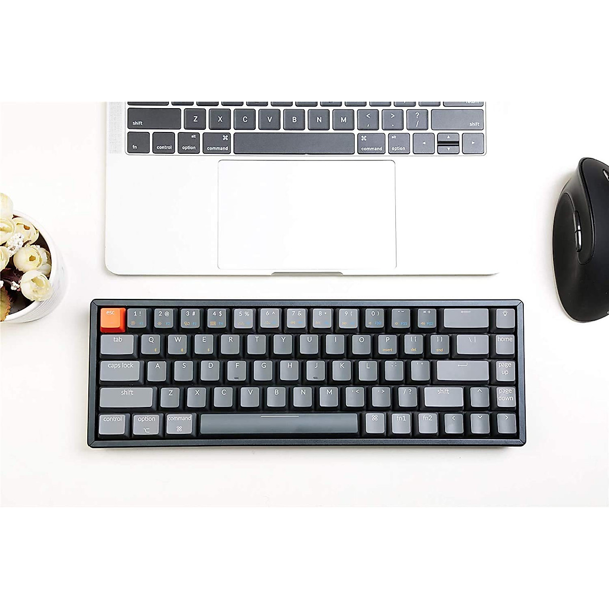 Keychron K6 Hot Swappable Wireless Bluetooth 5.1/Wired Mechanical Gaming Keyboard, 65% Compact 68-Key RGB LED Backlit N-Key Rollover, Aluminum Frame for Mac Windows Gateron G Pro Red Switch