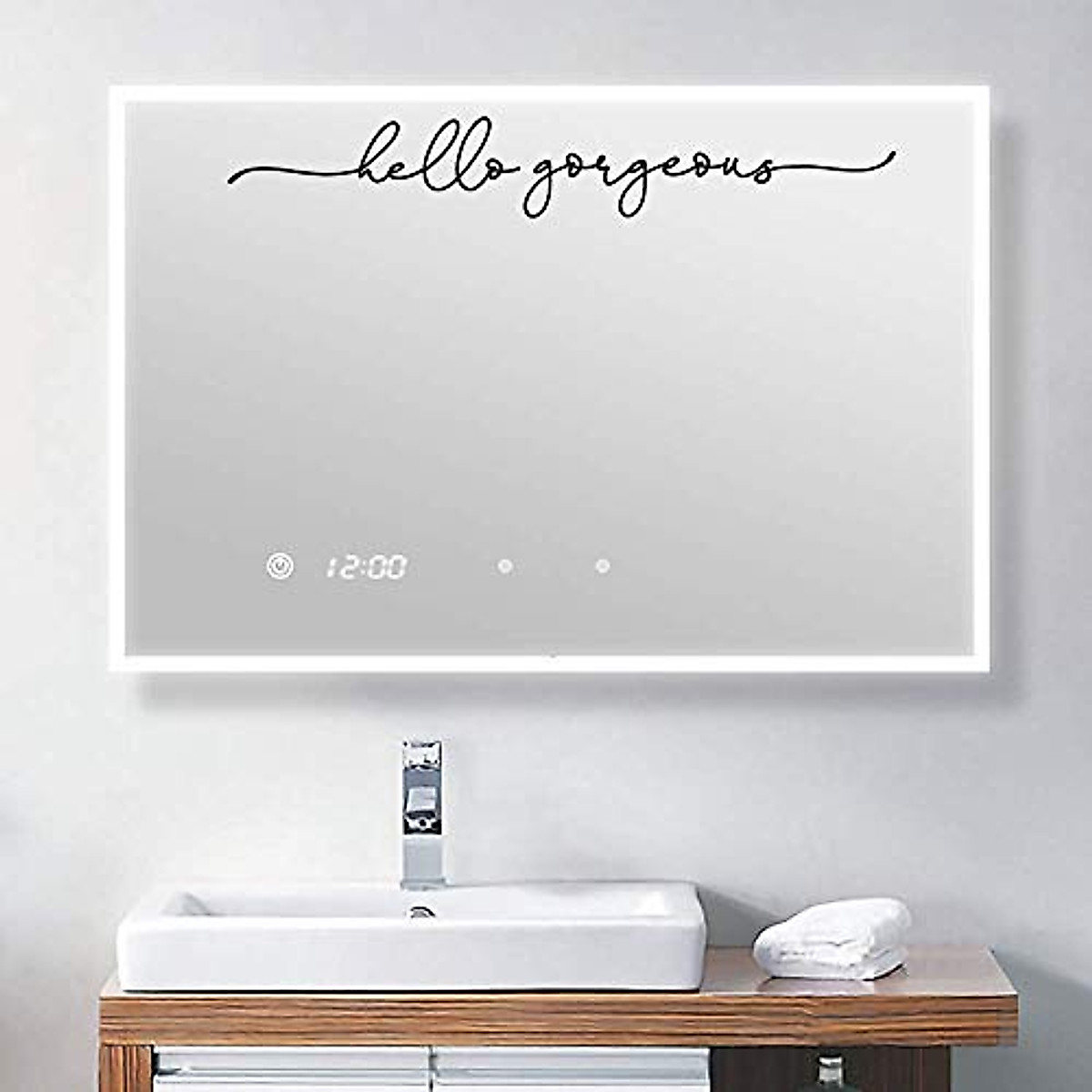 Hello Gorgeous Mirror Decal Vinyl Decal Bathroom Decor 18x2.7 inch (Hello Gorgeous)