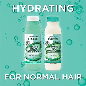 Garnier Fructis Hydrating Treat Shampoo and Conditioner, 98 Percent Naturally Derived Ingredients, Aloe, Nourish and Hydrate for Normal Hair, 11.8 oz ea