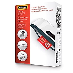 Fellowes Glossy Pouches - Business Card, 5 mil, 100 pack (52031), Clear